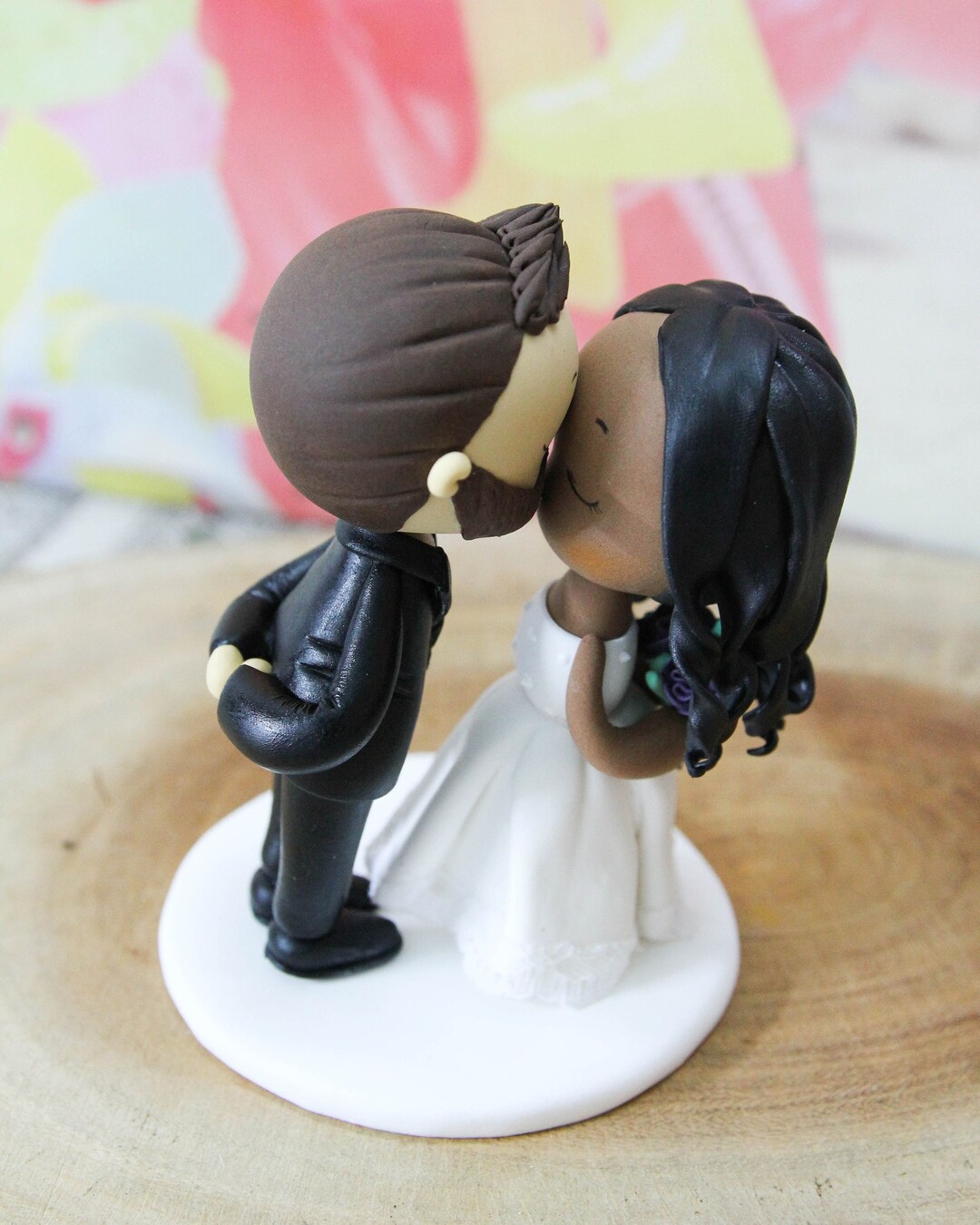 Custom Wedding Cake Topper Full Beard Groom & Dark Hair - Etsy