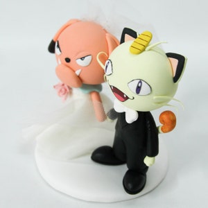 Pokemon Wedding Cake Topper, Snubbull and Meowth Wedding Cake Topper ...