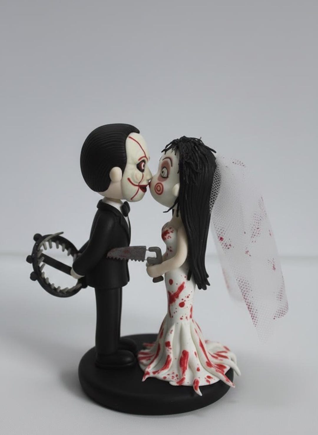 Halloween Wedding Cake Topper, Custom Horror Movie Theme, Kissing Bride ...