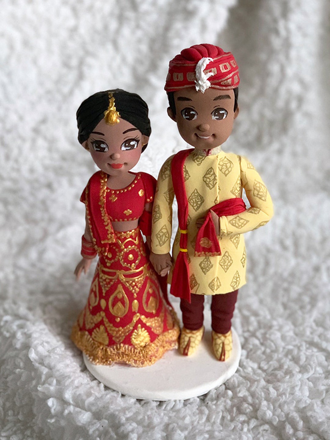 Indian Wedding Cake Topper, Ethnic Wedding Clay Figure, Indian Wedding ...
