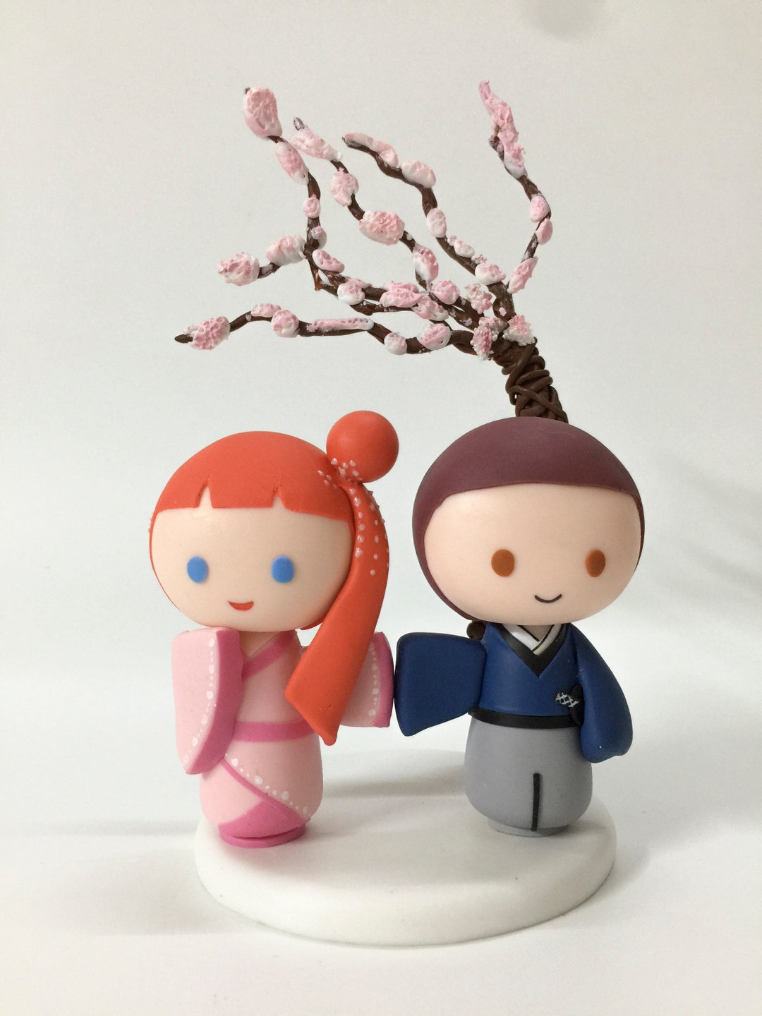 Cherry Blossom Wedding Cake Topper, Japan Wedding Couple Topper, Kimono ...