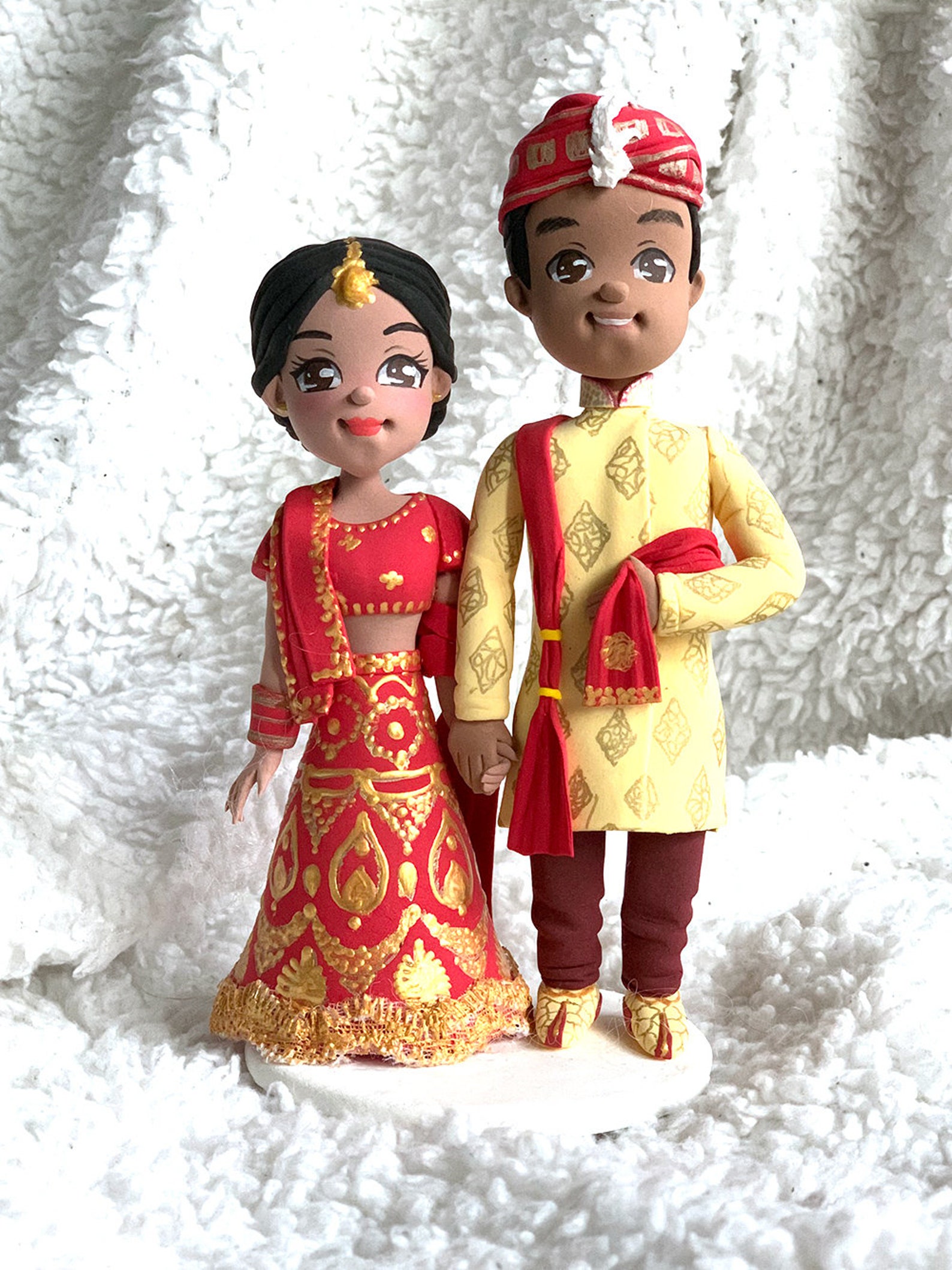 Indian Wedding Cake Topper, Ethnic Wedding Clay Figure, Indian Wedding ...