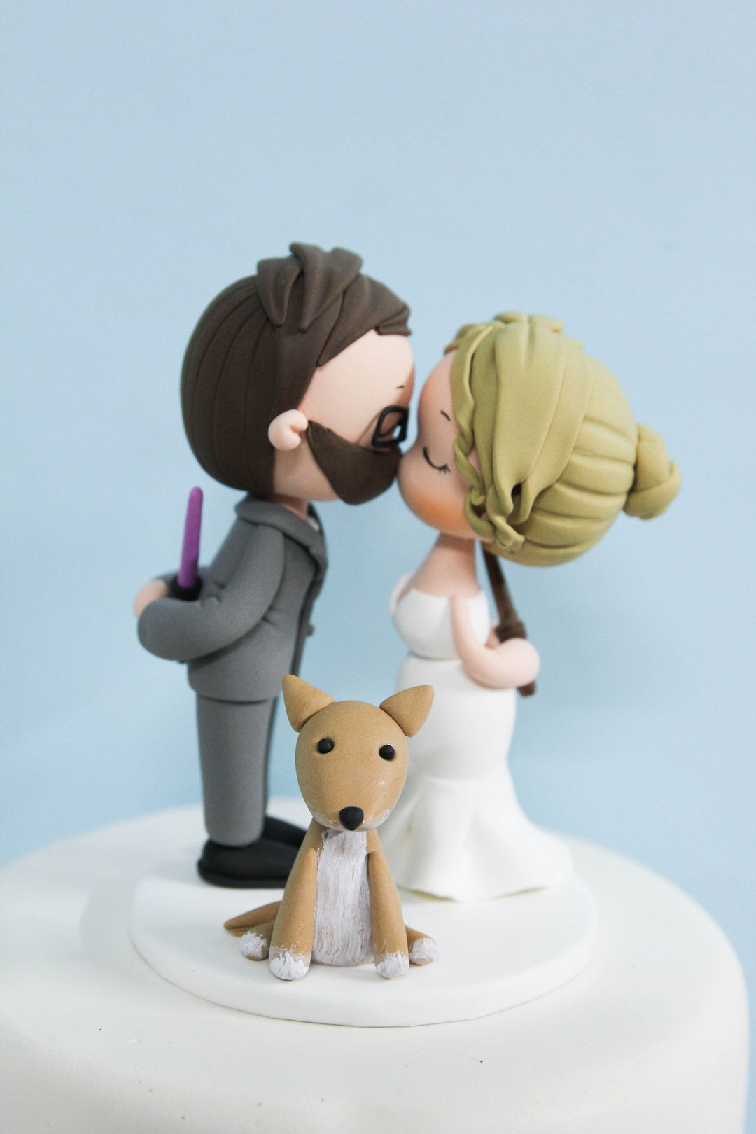 Custom Bride & Groom With Dog Wedding Cake Topper, Movie Inspired ...