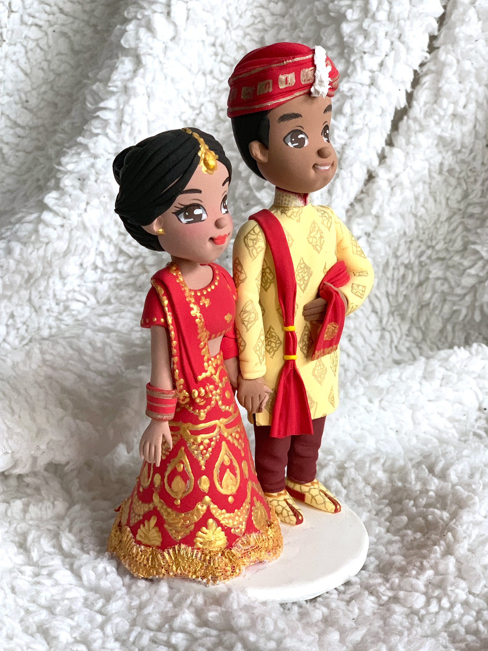 Indian Wedding Cake Topper, Ethnic Wedding Clay Figure, Indian Wedding ...