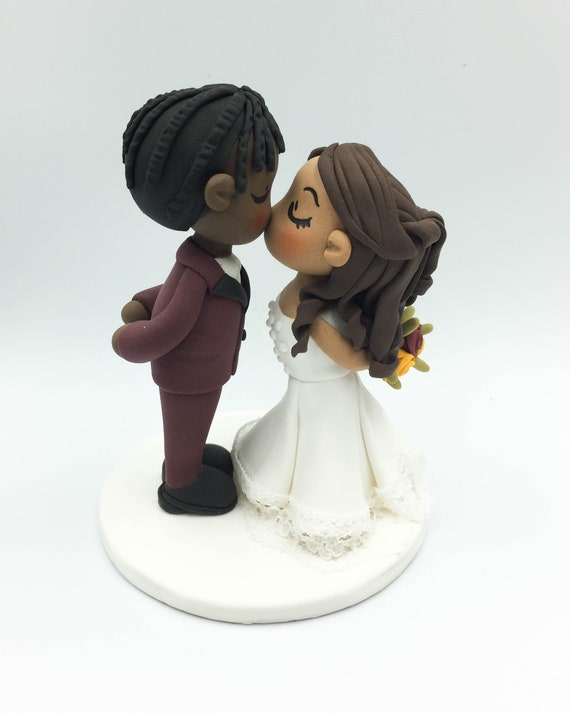 Funny Biracial Wedding Cake Topper Blended Family Wedding Cake Toppers