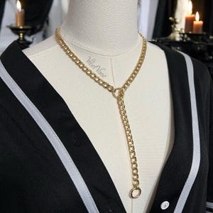 Gold Plated Dainty O Ring Slip Chain Choker Necklace, Alternative Punk ...