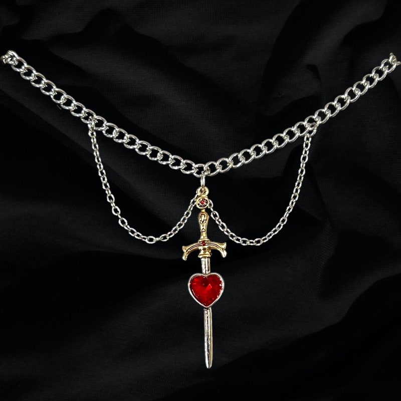 Heart and Sword Necklace - Etsy