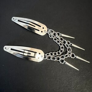 Spiked Layered Chain Hair Clips, 90s Alternative Punk Goth Grunge Style ...