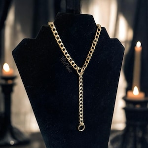 Gold Plated Dainty O Ring Slip Chain Choker Necklace, Alternative Punk ...