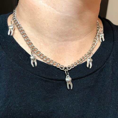Tooth Charm Necklace Choker Teeth Necklace Dentist Necklace - Etsy
