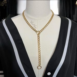 Gold Plated Dainty O Ring Slip Chain Choker Necklace, Alternative Punk ...