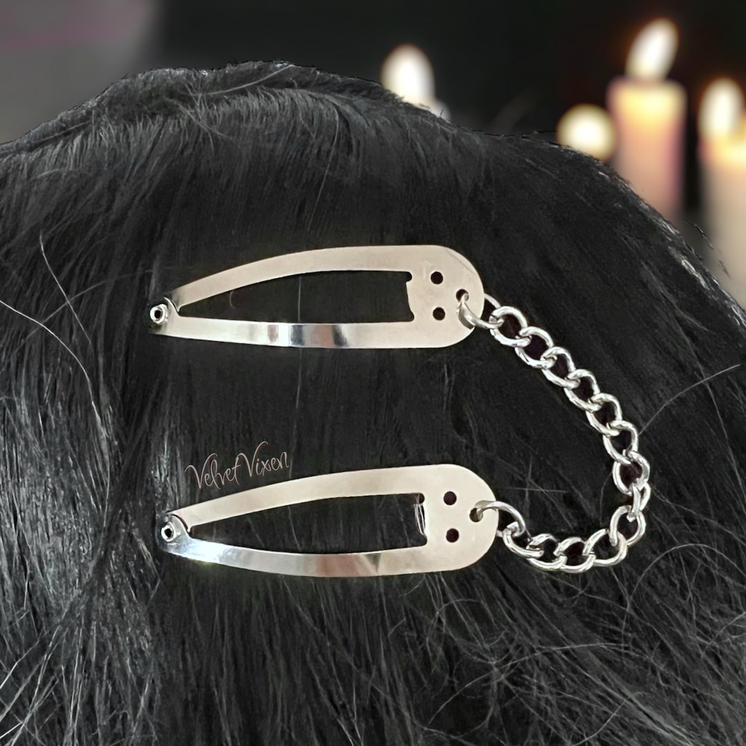 Silver Chain Hair Clips, Alternative 90s Y2K Goth Punk Grunge Aesthetic ...