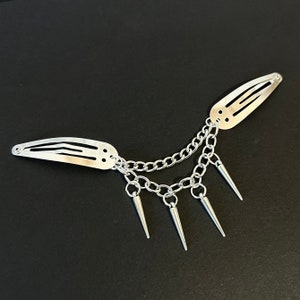 Spiked Layered Chain Hair Clips, 90s Alternative Punk Goth Grunge Style ...