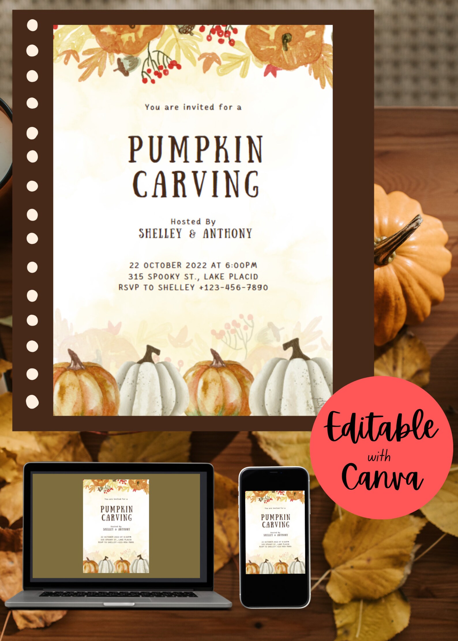 Pumpkin Carving Party Invitation Templet ~ Halloween Invite Templet ...