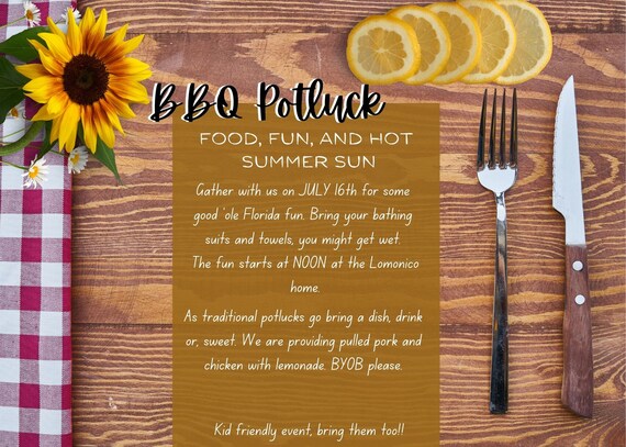 Summer Potluck Invitation