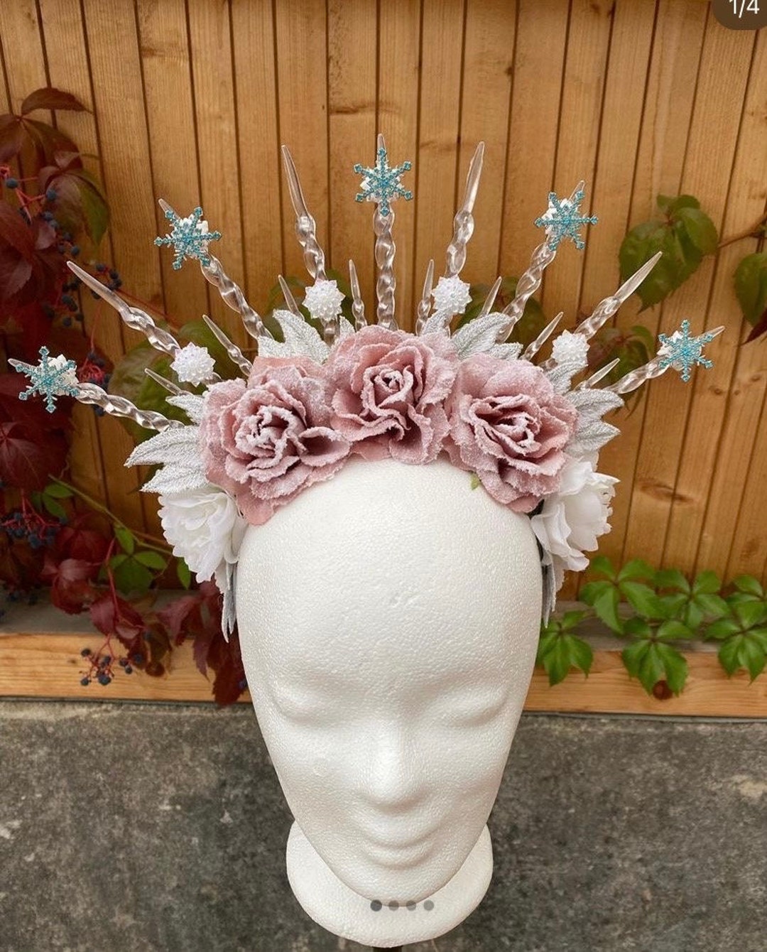 Headpiece Fairy Snow Flower Headpiece Fantasy Headpiece winter ...