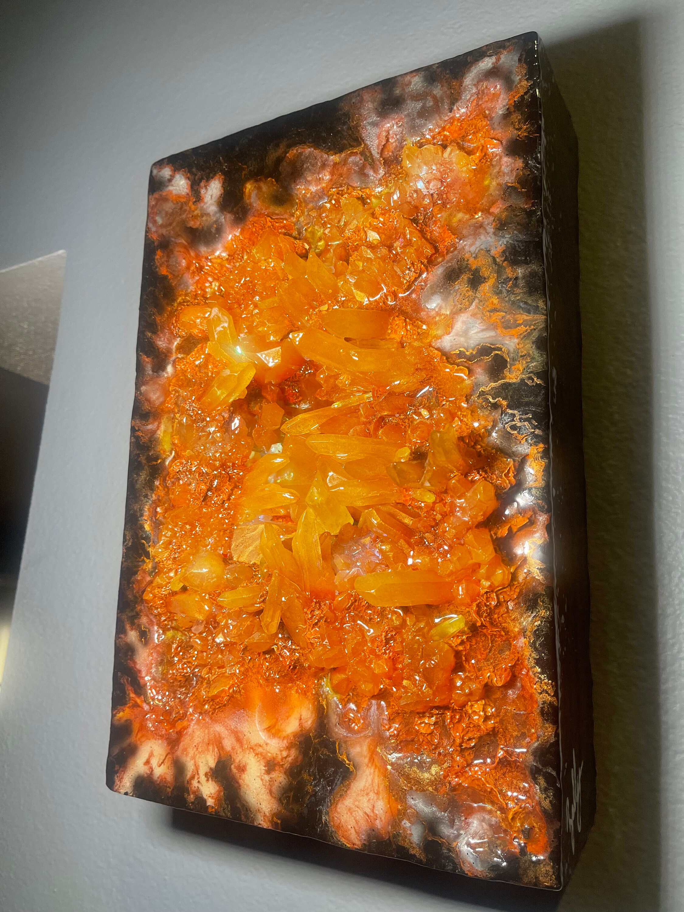 Amber Cluster Box, Geode Art, Quartz Crystals, Remote Controlled LED ...