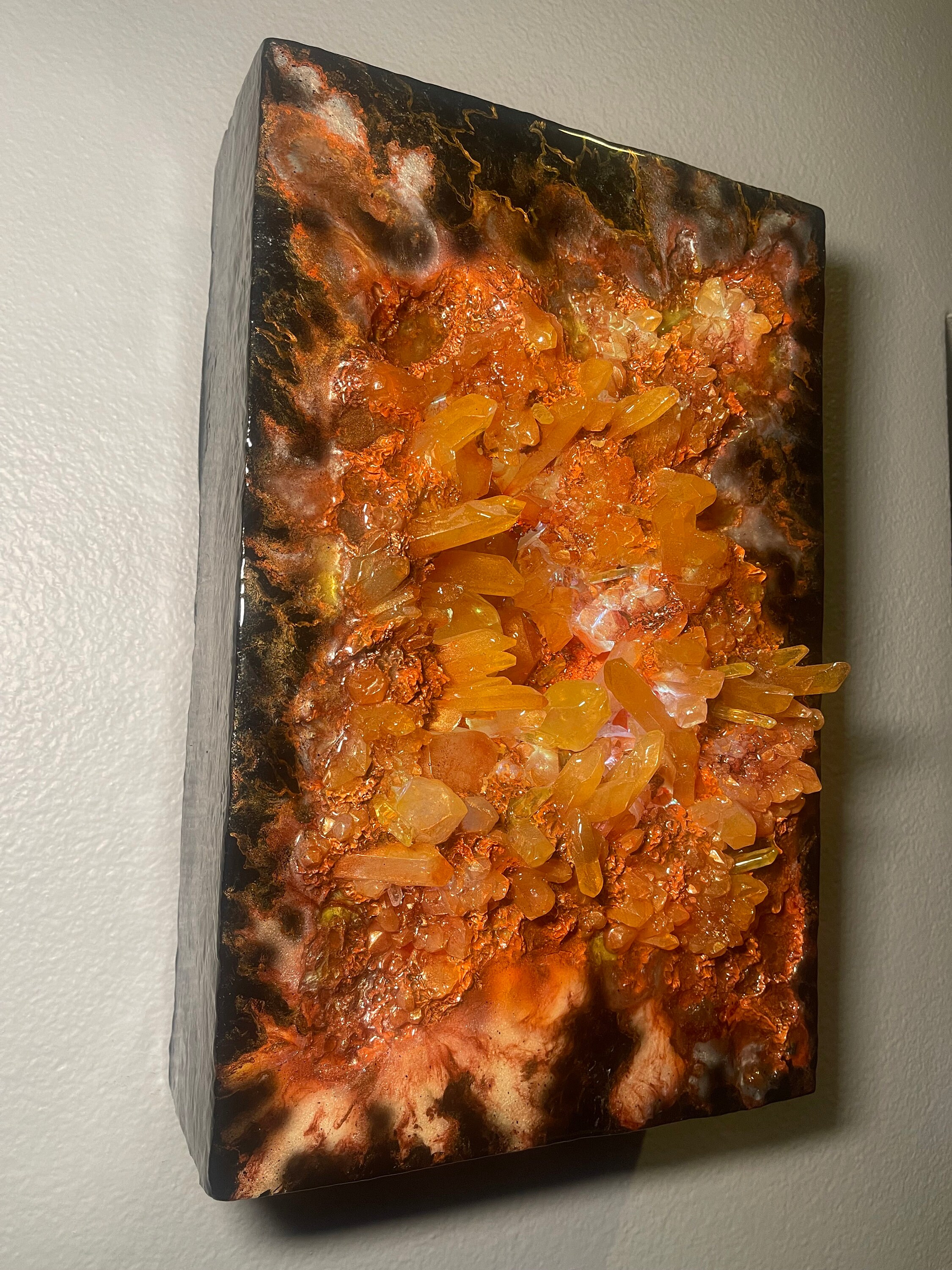 Amber Cluster Box, Geode Art, Quartz Crystals, Remote Controlled LED ...