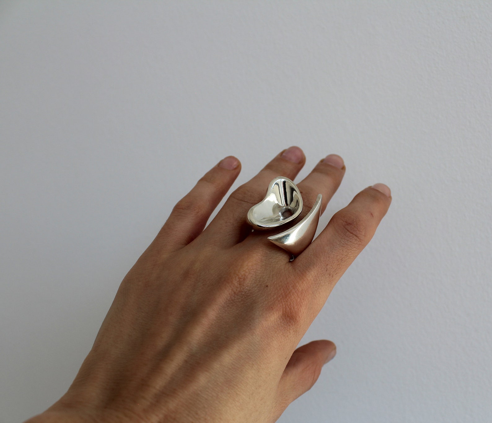 Silver Large Ring, Sculpture Ring, Bold Ring, Adjustable Large ...