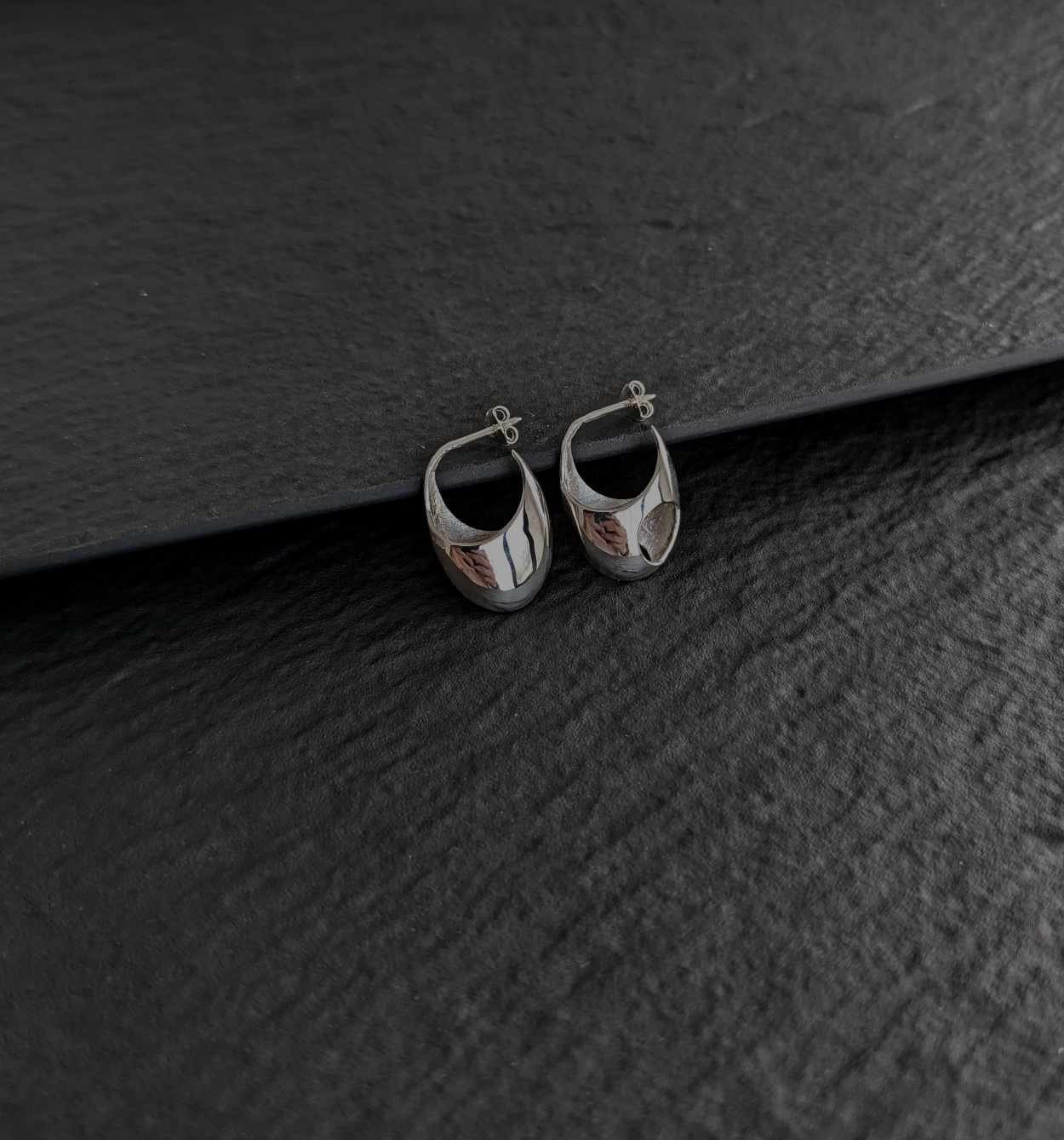 Sterling Silver Puffed Hoop Silver Ear Hoops Dome Earrings - Etsy