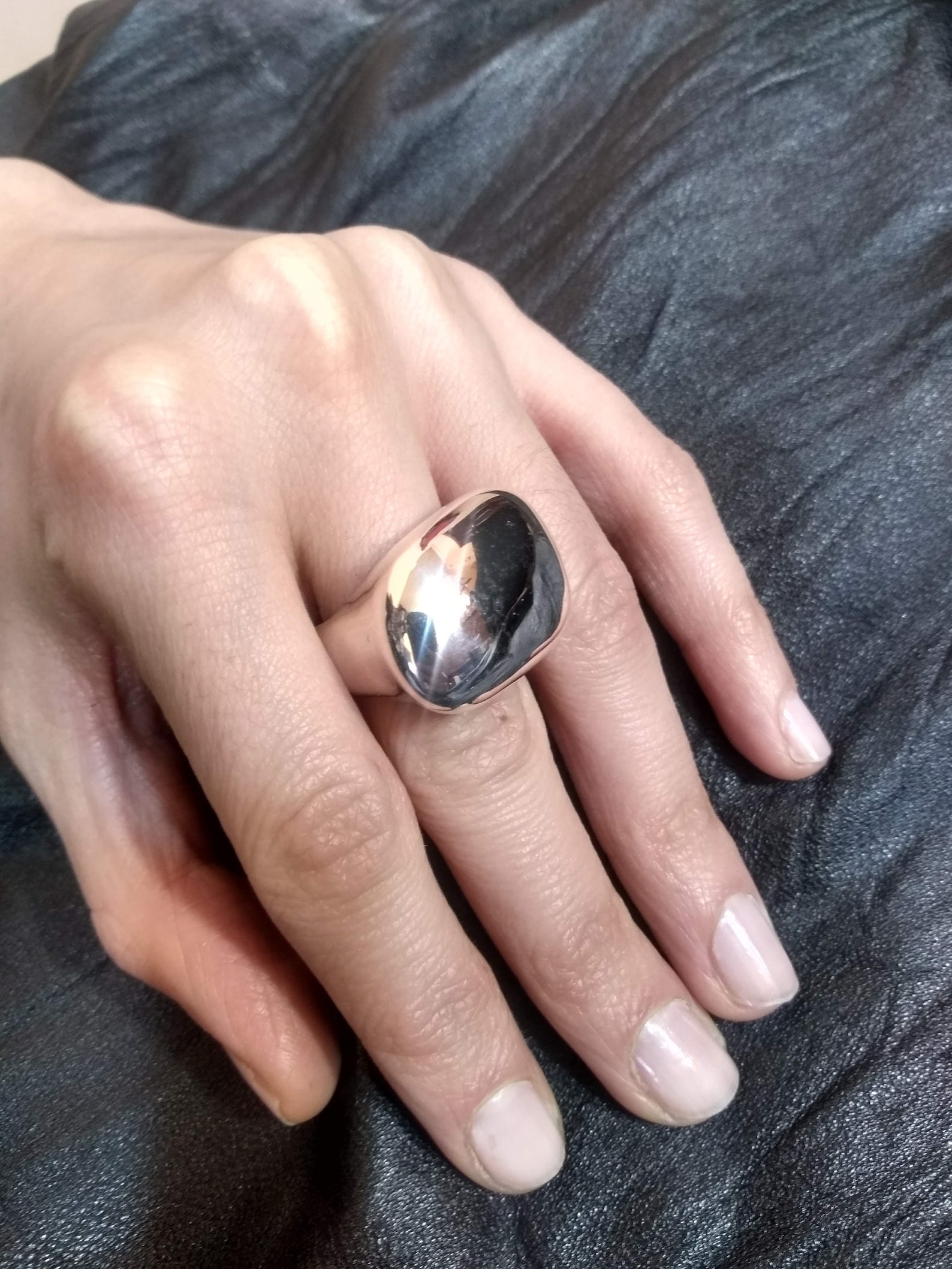 Silver Dome Ring Chunky Ring Asymmetric ring Statement | Etsy