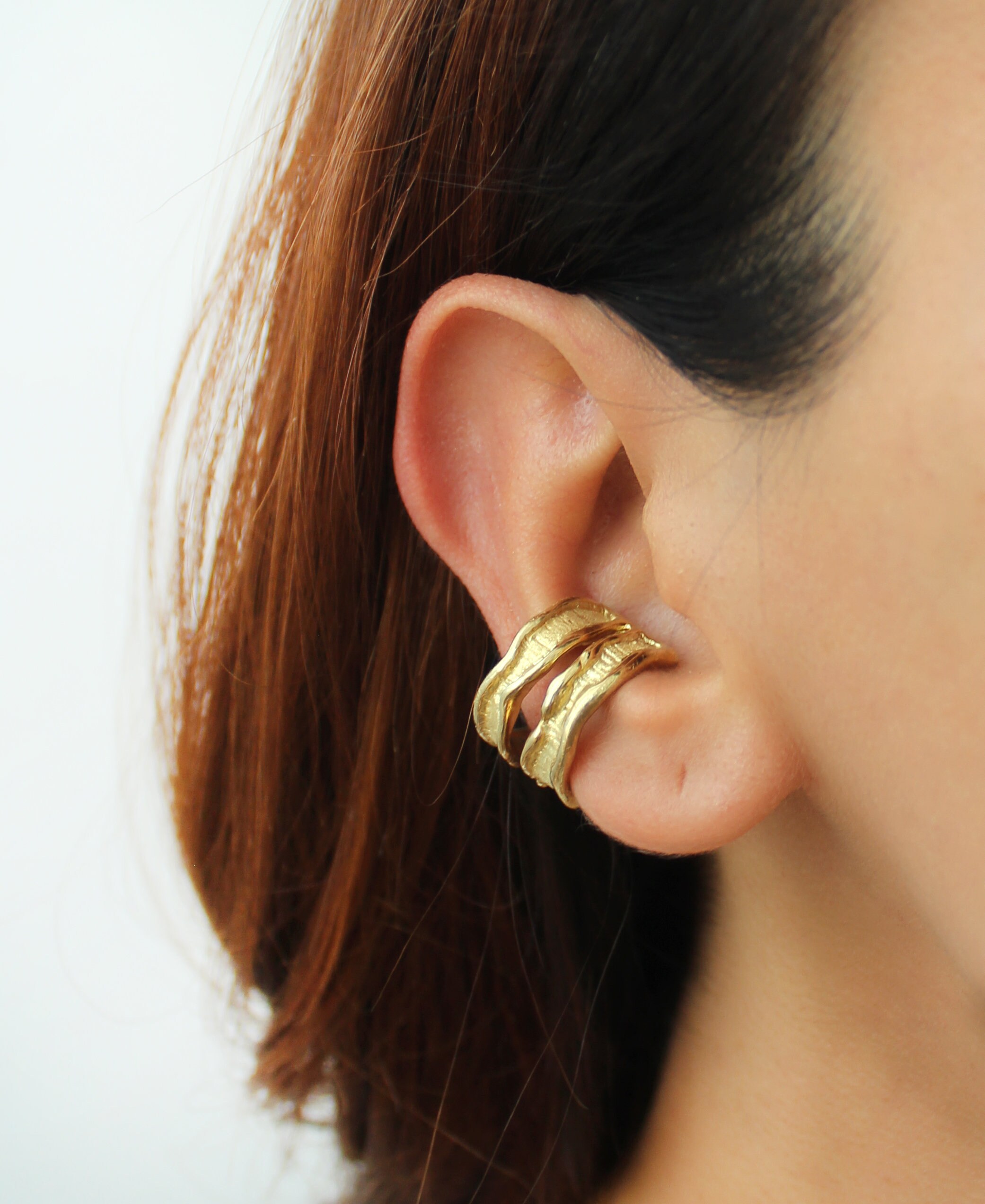 Gold Ear Cuff Cartilage Fake Piercing Ear Wrap Earcuff - Etsy