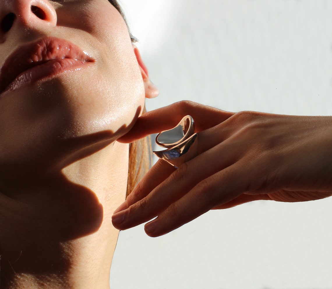 Silver Large Ring Sculpture Ring Bold Ring Adjustable Large - Etsy