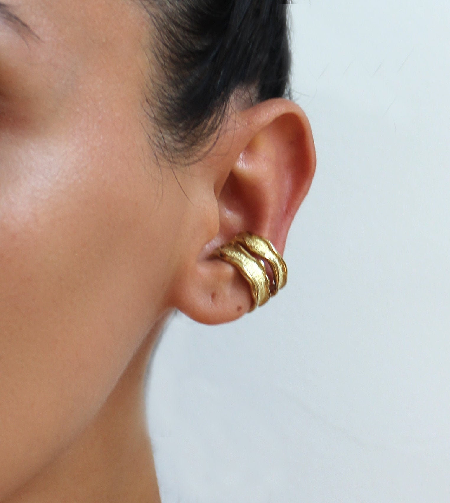Gold Ear Cuff Cartilage Fake Piercing Ear Wrap Earcuff - Etsy