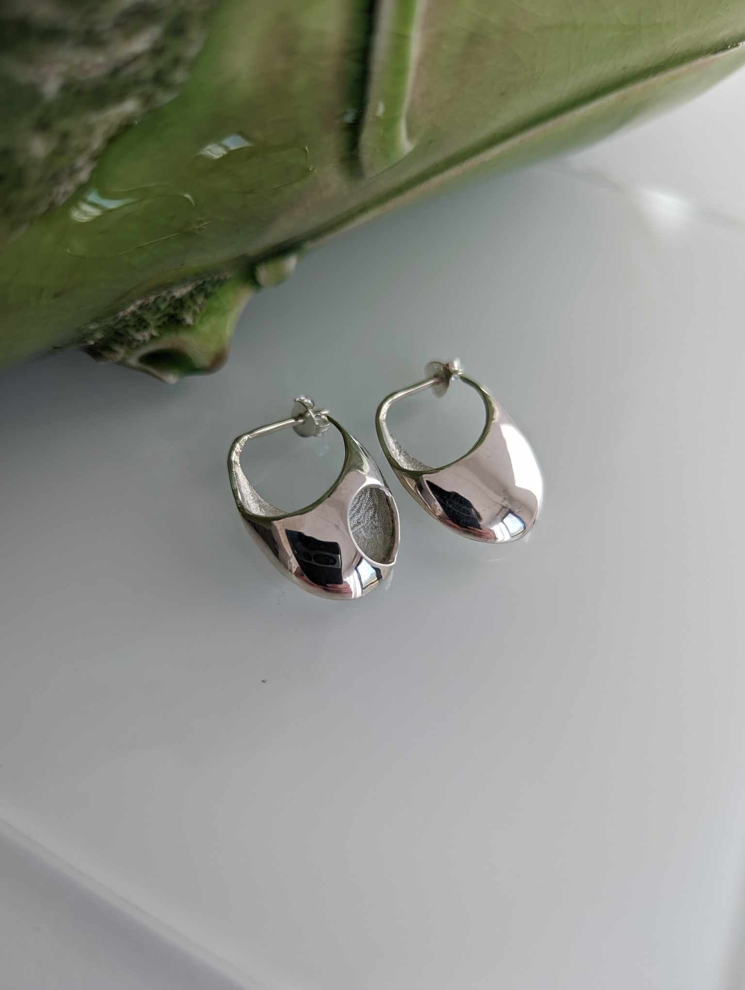 Sterling Silver Puffed Hoop Silver Ear Hoops Dome Earrings - Etsy