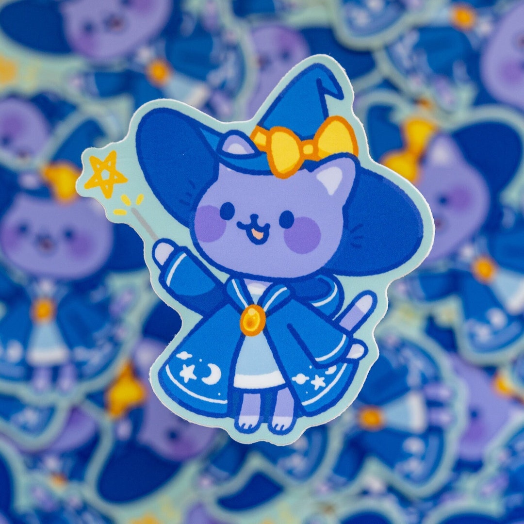 Mage Kitty Sticker Cute Vinyl Water Proof Sticker for Laptops, Water ...