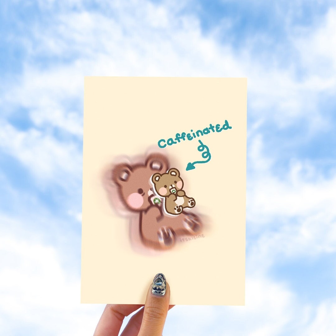 Overly Caffeinated Bear Print - Etsy