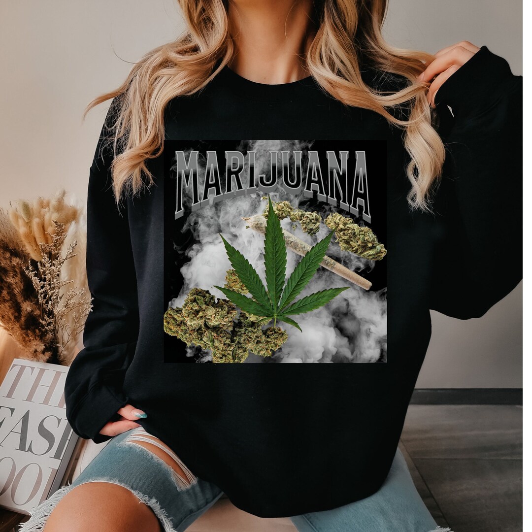 Vintage 90's Weed Sweatshirt Marijuana Hoodie Weed Clothes Weed Accessories Marijuana ...