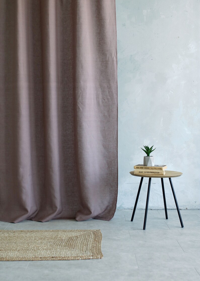 Mauve Linen Curtains Farmhouse Curtains Linen Curtains | Etsy