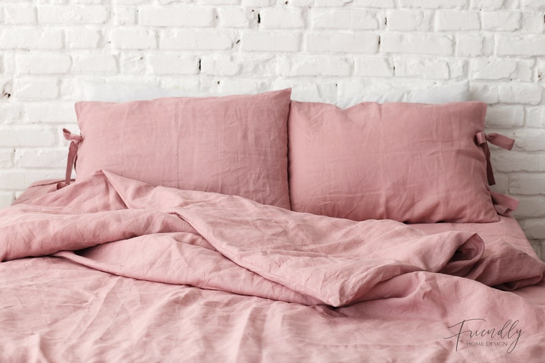 Linen Bedding Set in Dusty Pink Linen Bedding Set in - Etsy