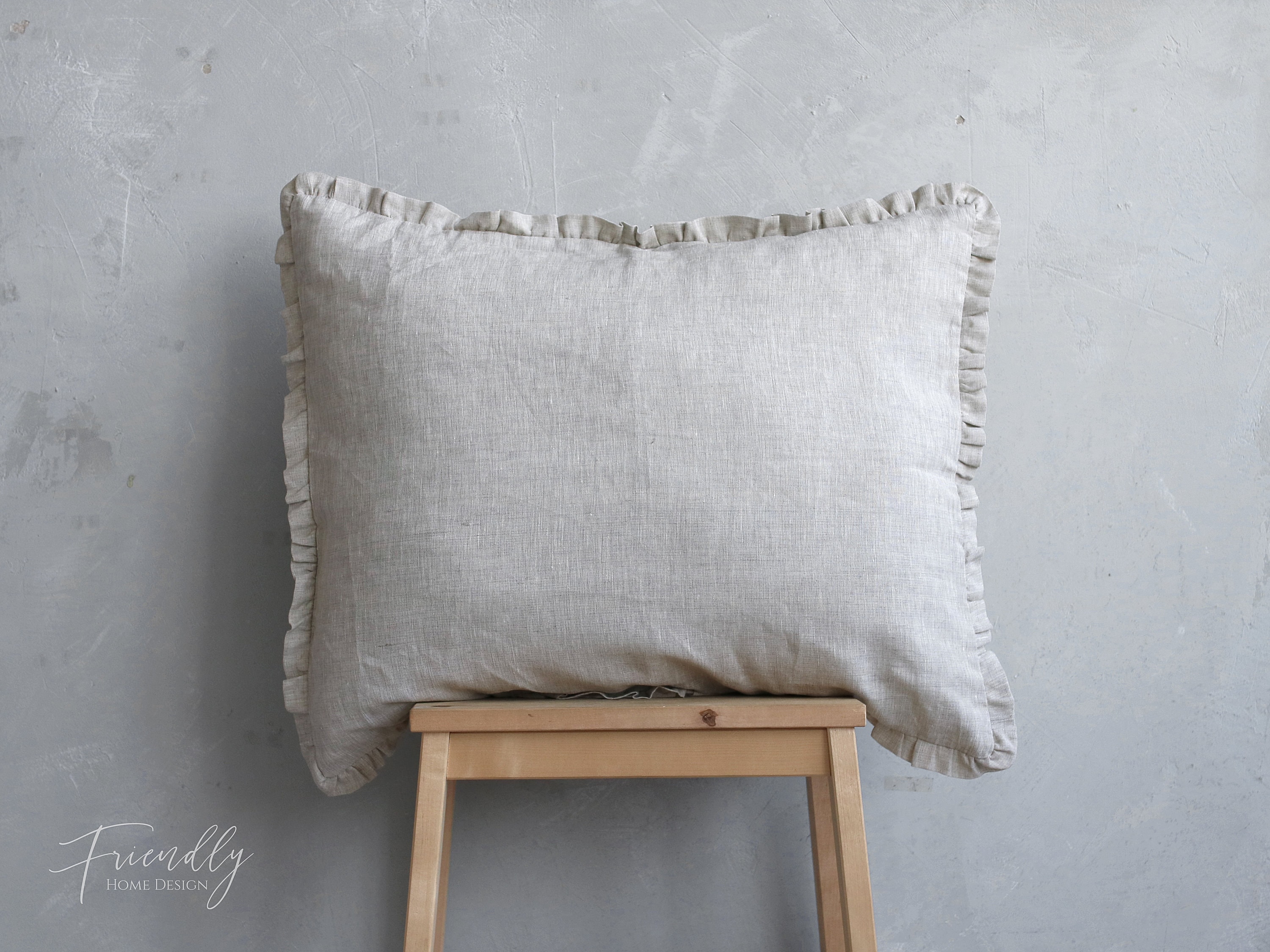 Linen pillowcase with ruffle linen pillowcase grey queen | Etsy