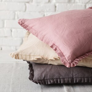 Linen Ruffle Pillowcase, Pillowcase Ruffle, Envelope Closure Pillowcase ...