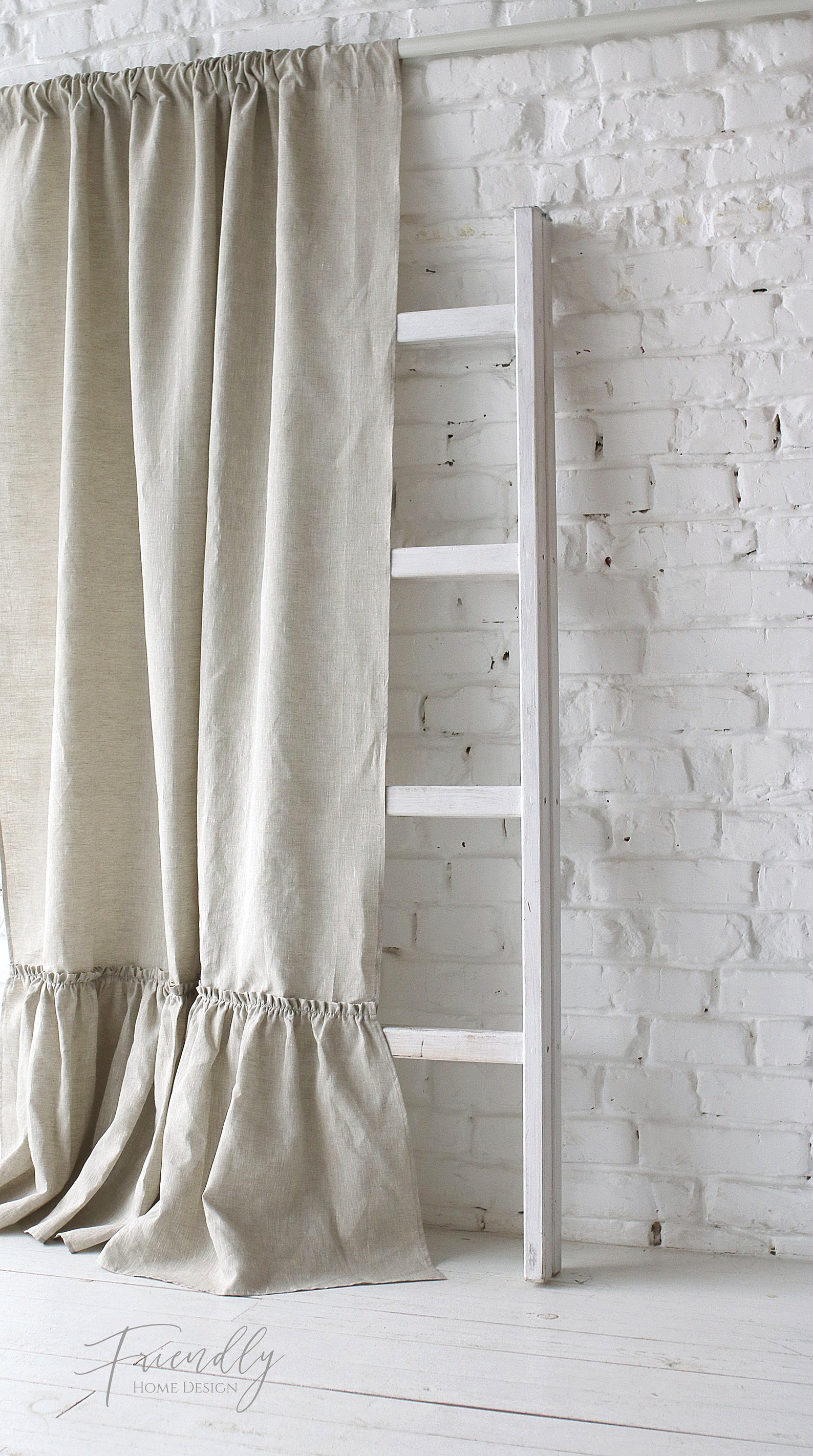 Linen Curtains, Linen Ruffled Curtain Panel, Tab Top Linen Curtain ...