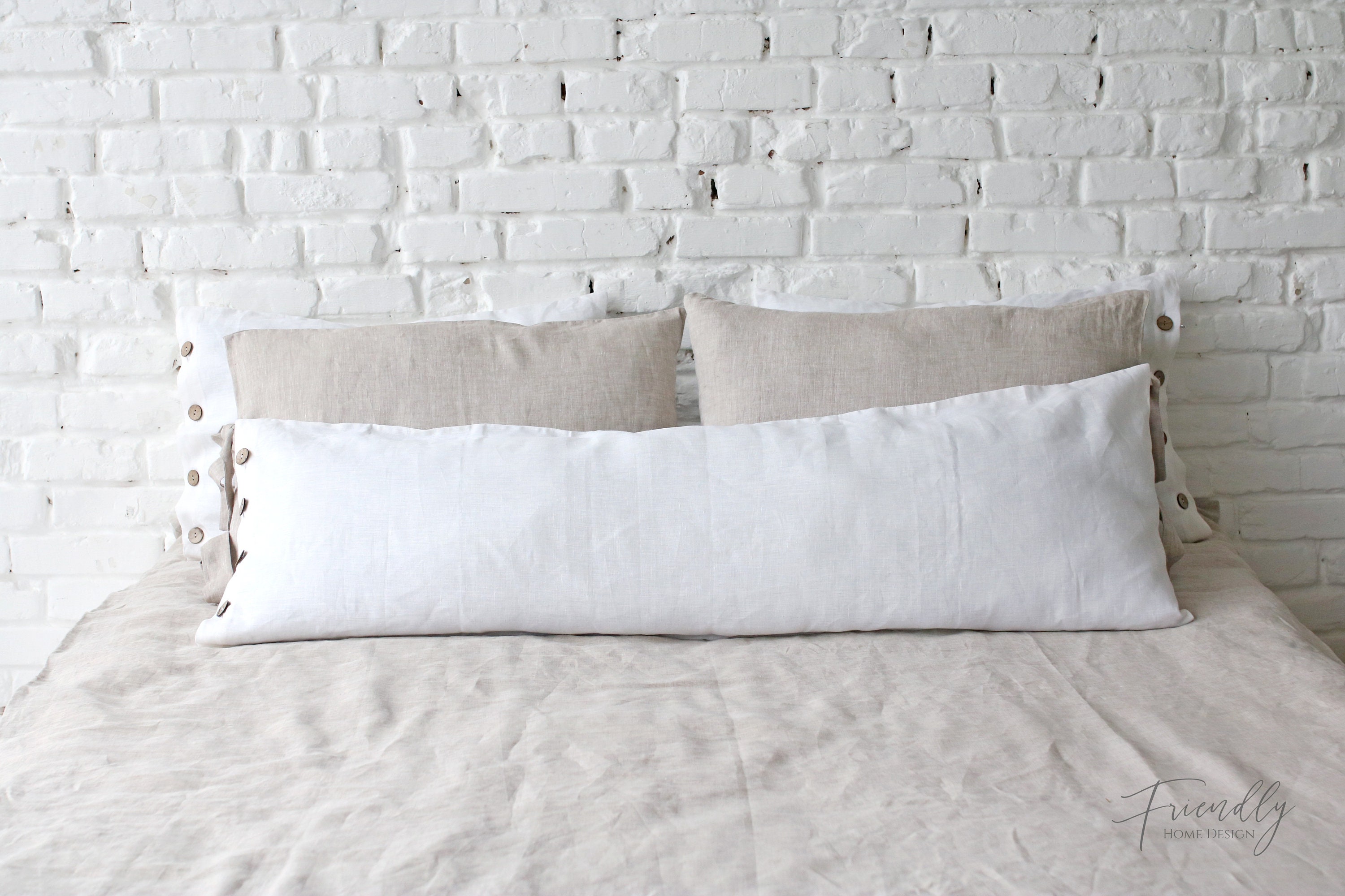 Linen body pillow cover linen pillowcase with ties body | Etsy