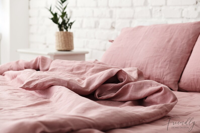 Linen Bedding Set in Dusty Pink Linen Bedding Set in - Etsy