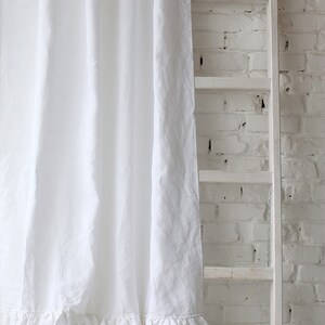 Linen Curtains, Linen Ruffled Curtain Panel, Ruffle Curtain, Ruffled ...