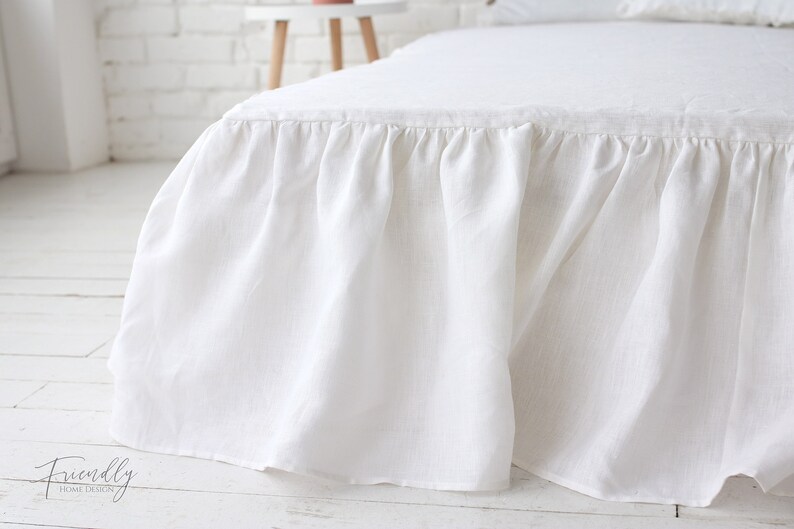 Linen Dust Ruffle Bed Skirt Queen Bed Skirt Double Bedskirt - Etsy