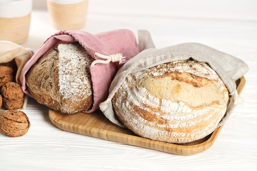 Linen Bags With Drawstring, Linen Bread Bag, Drawstring Linen Bread Bag ...