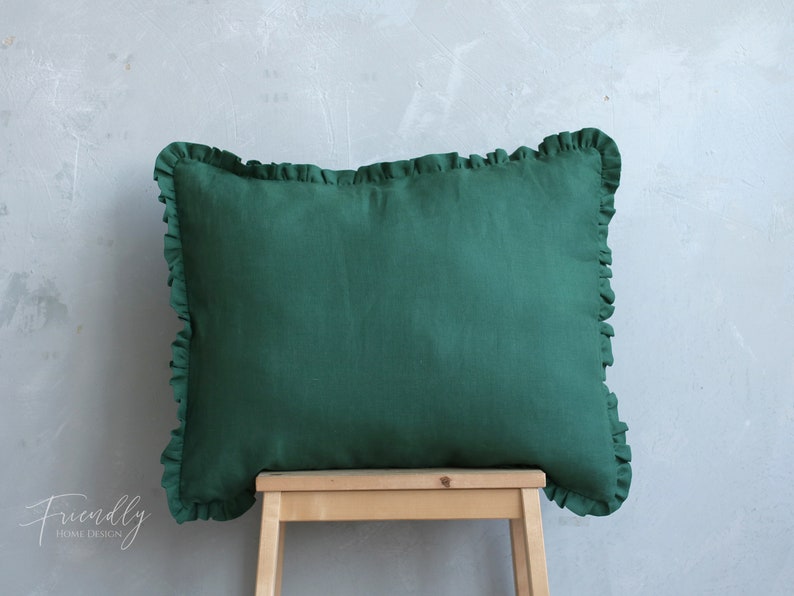 Linen pillowcase with ruffle linen pillowcase grey queen | Etsy