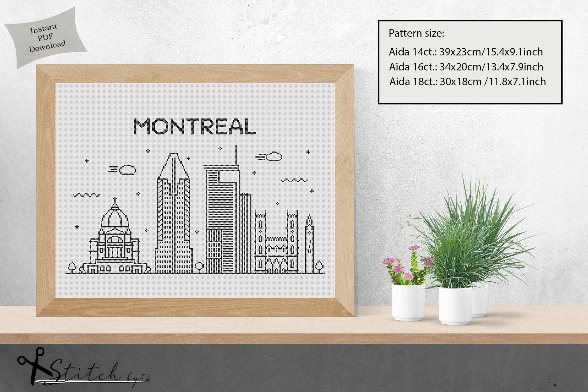 Montreal Skyline Counted Cross Stitch Pattern | Cross Stitch Montreal ...