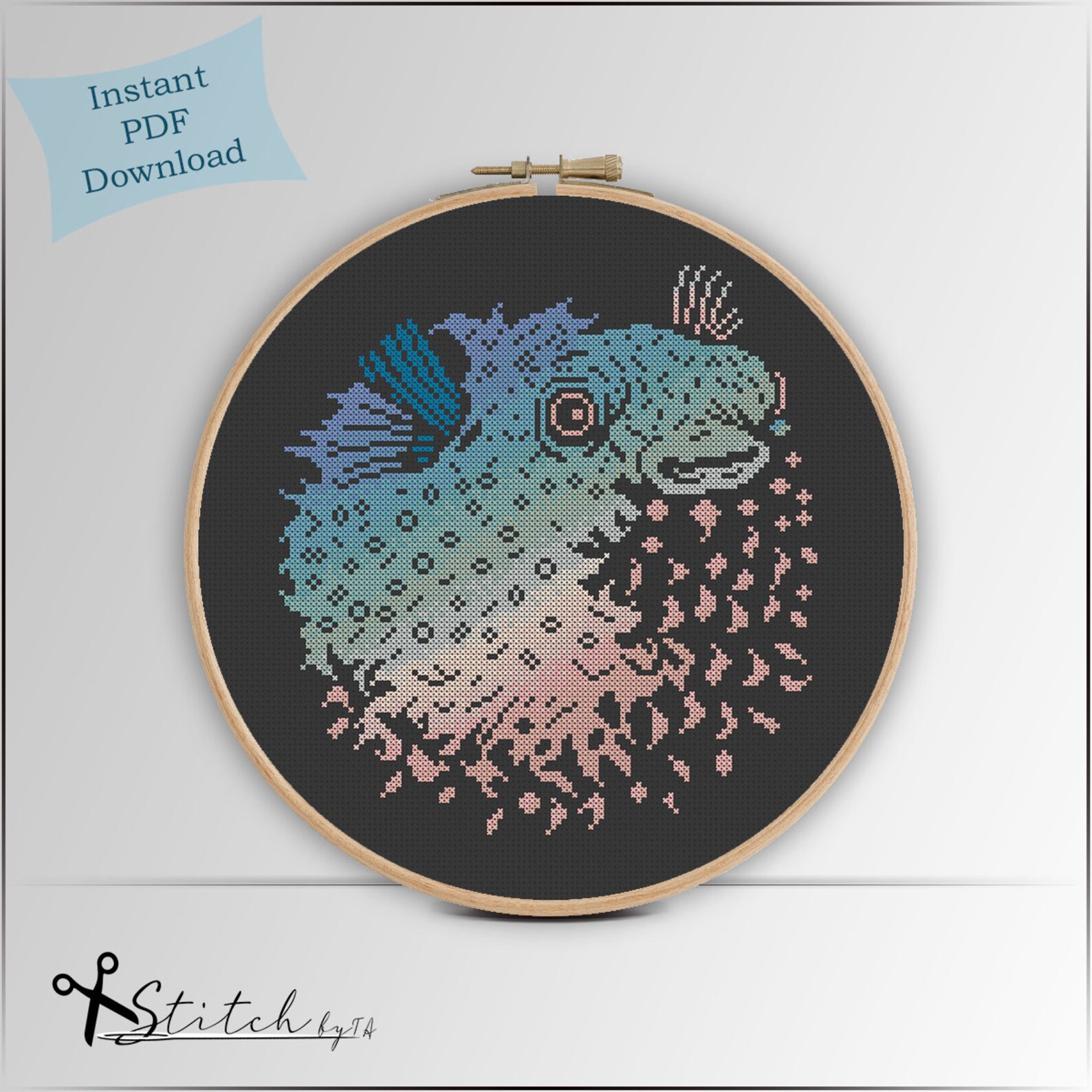 Pufferfish Fish Sea Life Counted Cross Stitch Pattern - Etsy