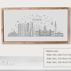 Madrid City Skyline Counted Cross Stitch Pattern| Printable PDF Chart ...