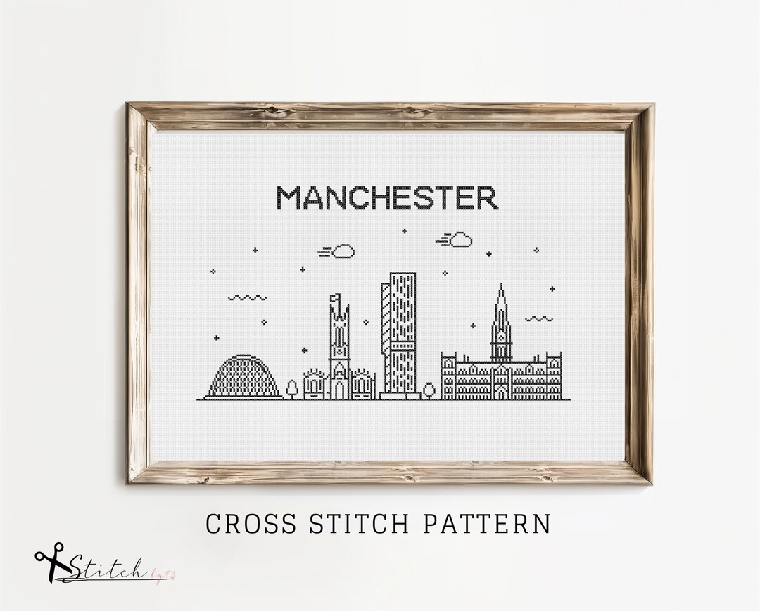 Cross Stitch Pattern Manchester UK City Skyline | Printable PDF Chart ...