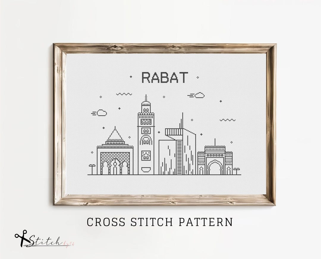 Cross Stitch Pattern Rabat City Skyline | Printable PDF Chart | Instant ...