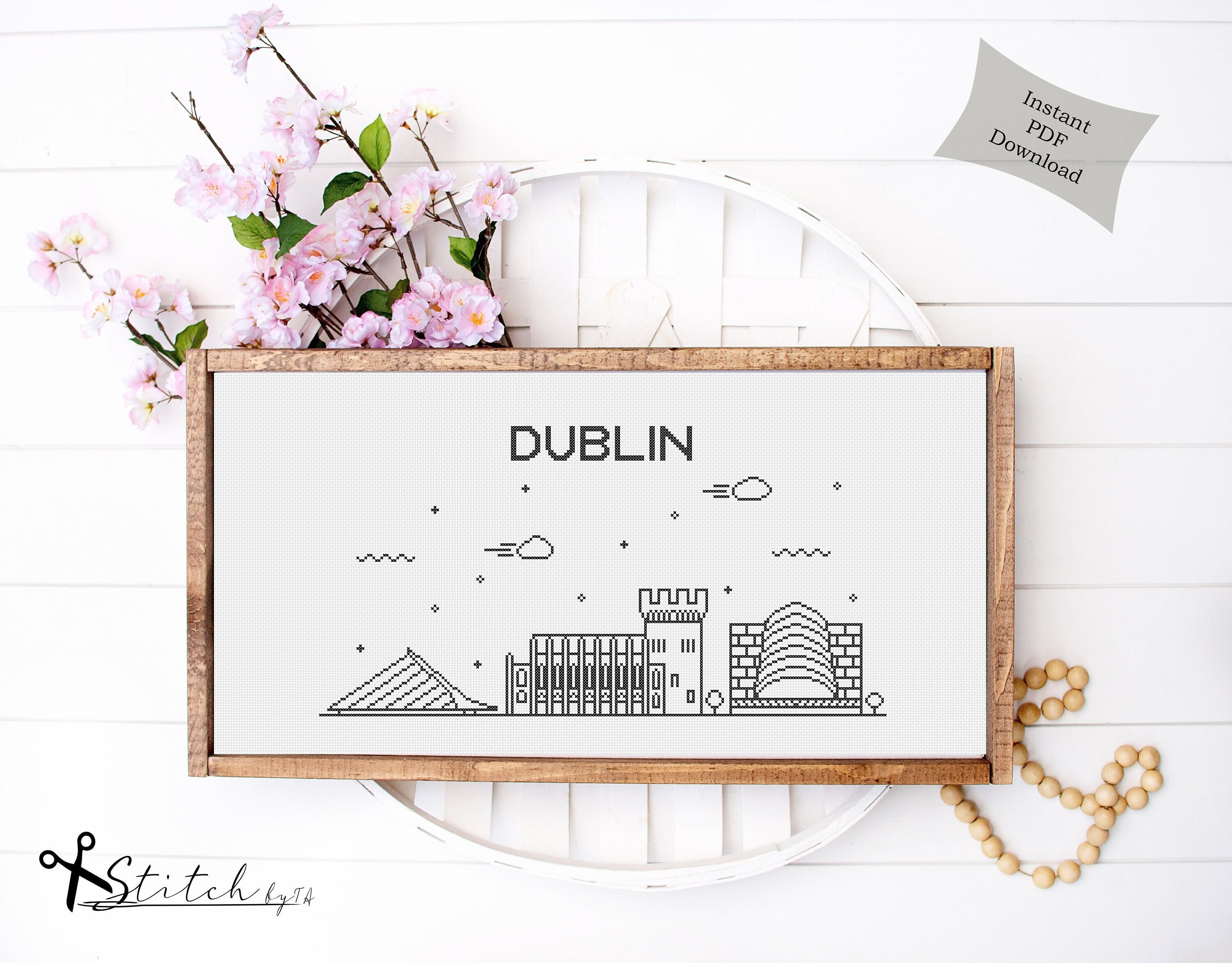 Dublin City Skyline Counted Cross Stitch Pattern Printable PDF Chart ...