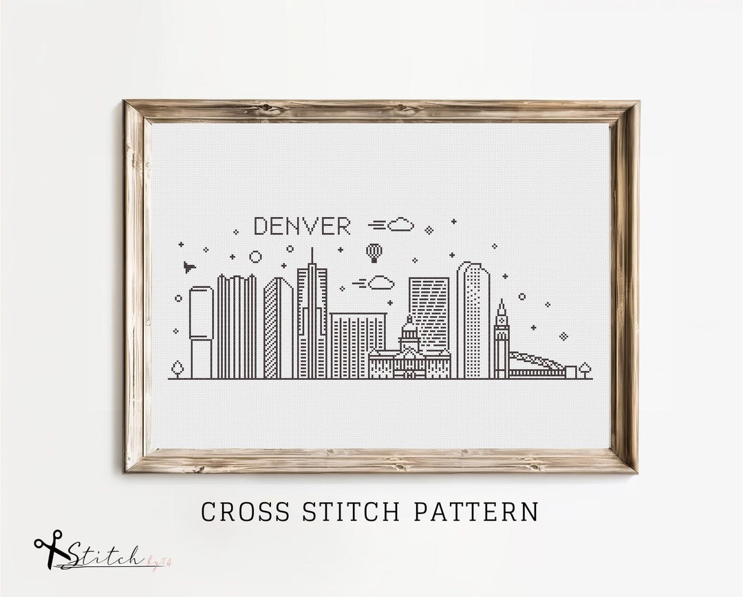 Denver City Skyline Counted Cross Stitch Pattern|printable PDF Chart ...